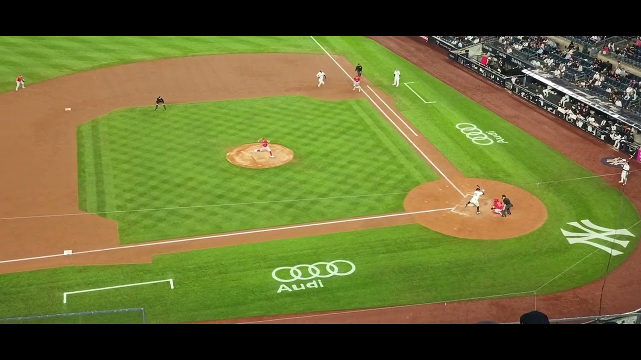 New York Yankees up-close - Aaron Judge hits a fly ball, August 7, 2024 ...