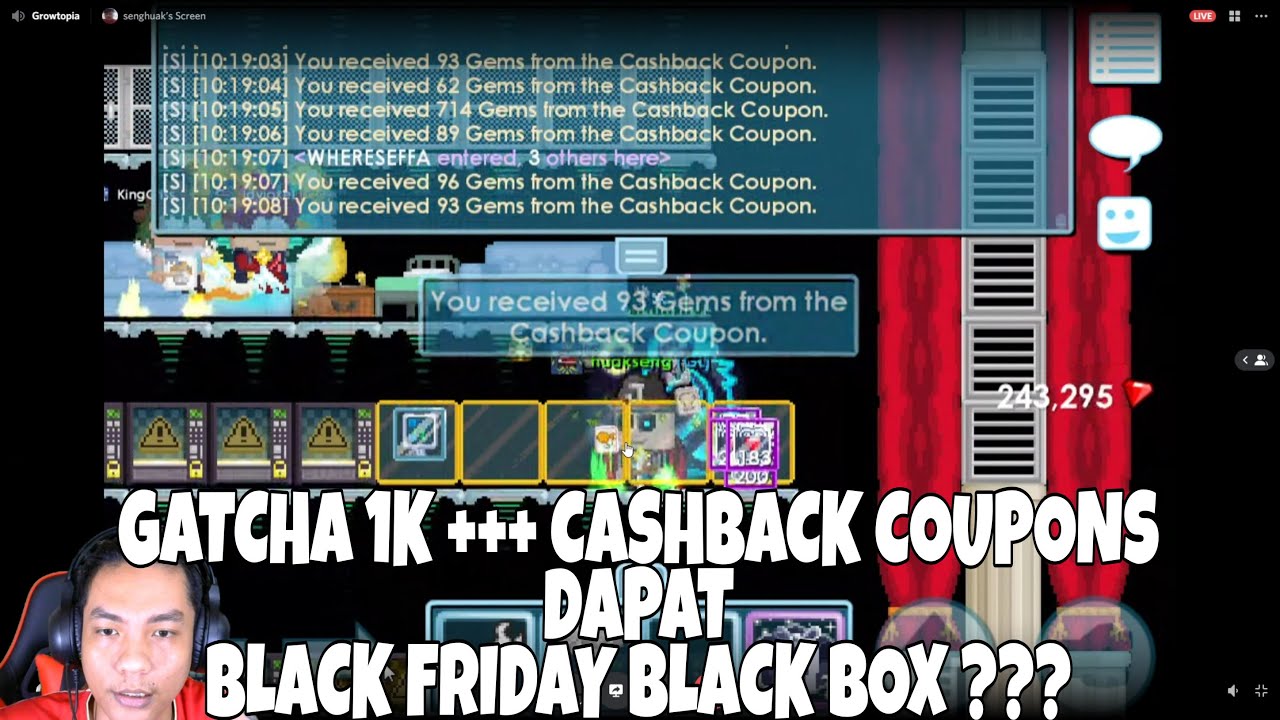 GATCHA 1K+++ CASHBACK COUPONS DAPAT BERAPA BLACK FRIDAY BLACK BOX - YouTube