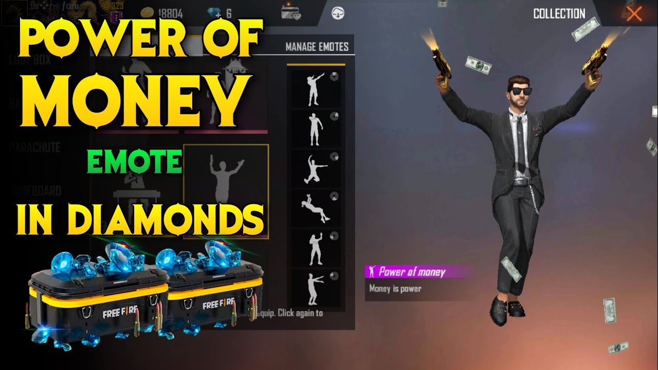 MONEY EMOTE IN DIAMOND | POWER OF MONEY IN DIAMONDS | FREE FIRE POWER ...