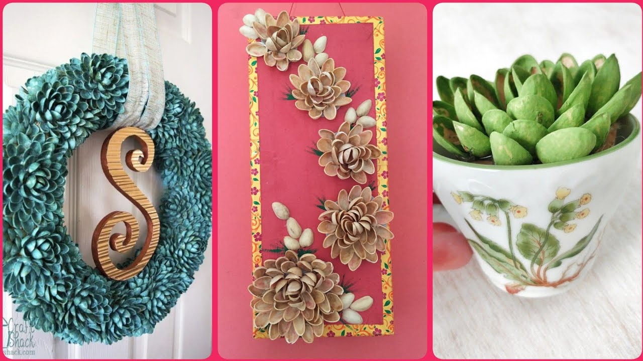 Pistachio shell craft/pista shell art/cheap shell craft - YouTube