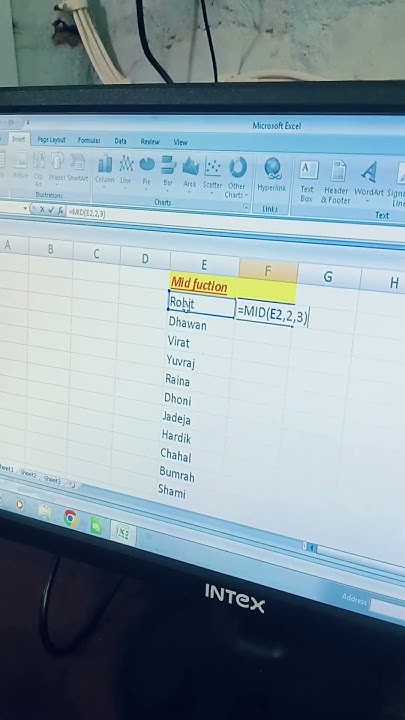 #Excel #Mid Function ka use karna #computer #excel - YouTube