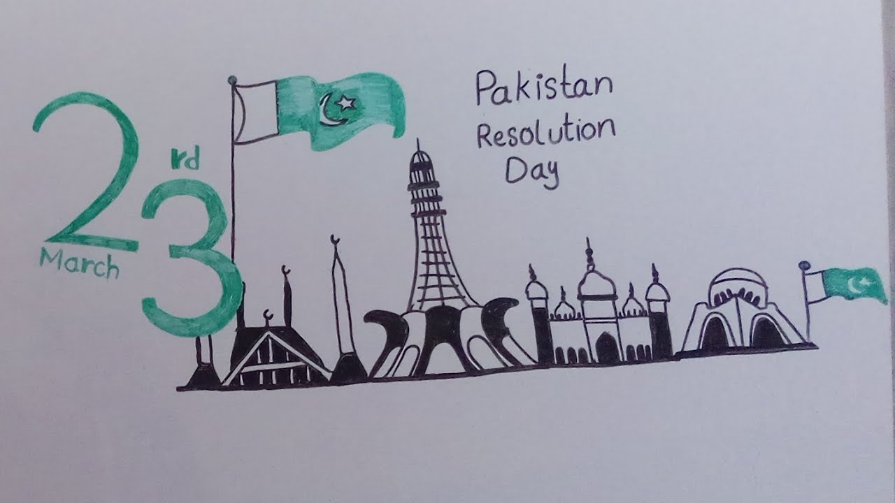 23 March Drawing | Pakistan day drawing | resolution day drawing | Draw ...