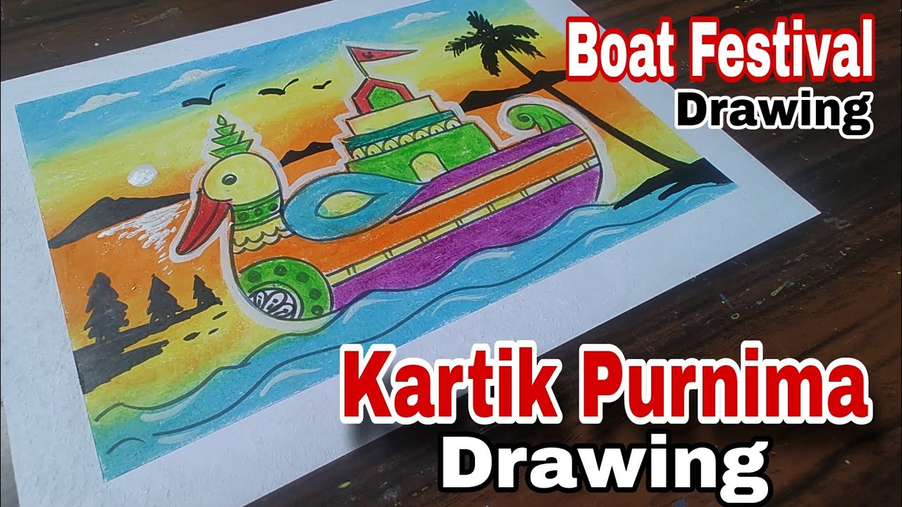 Kartik Purnima drawing / Boat Festival Drawing Kartik Purnima Poster ...