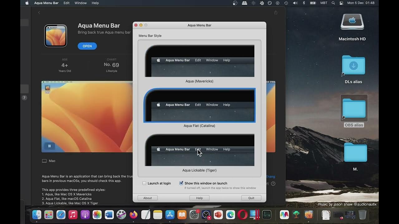Aqua Menu Bar Mac App Store Basic Overview - YouTube