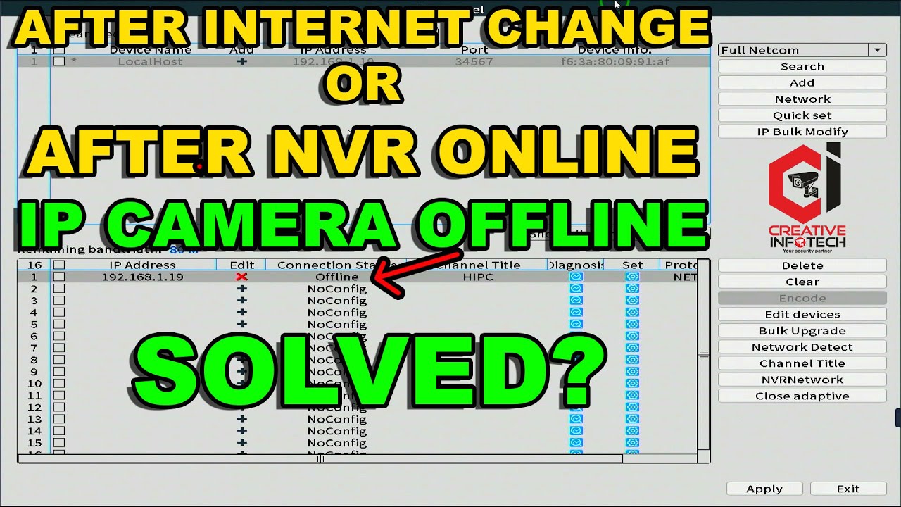 Ip camera goes OFFLINE after internet connection change or after online ...