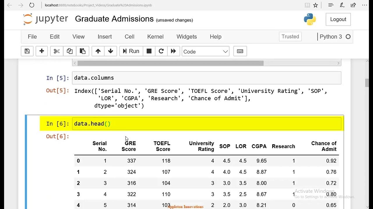 Understanding Data, Project Graduate Admission Prediction Using Machine Learning - YouTube