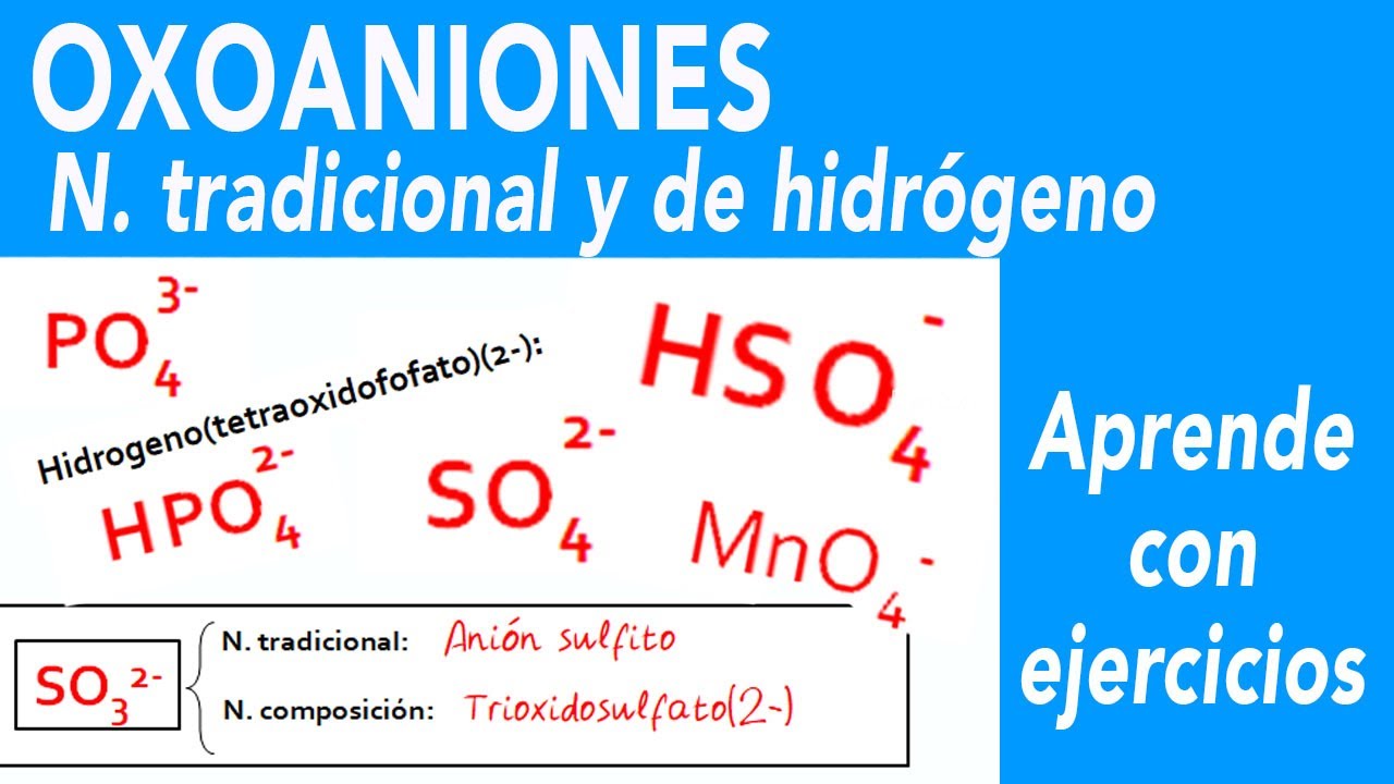 OXOANIONES: Nomenclatura tradicional y nomenclatura de hidrógeno ...