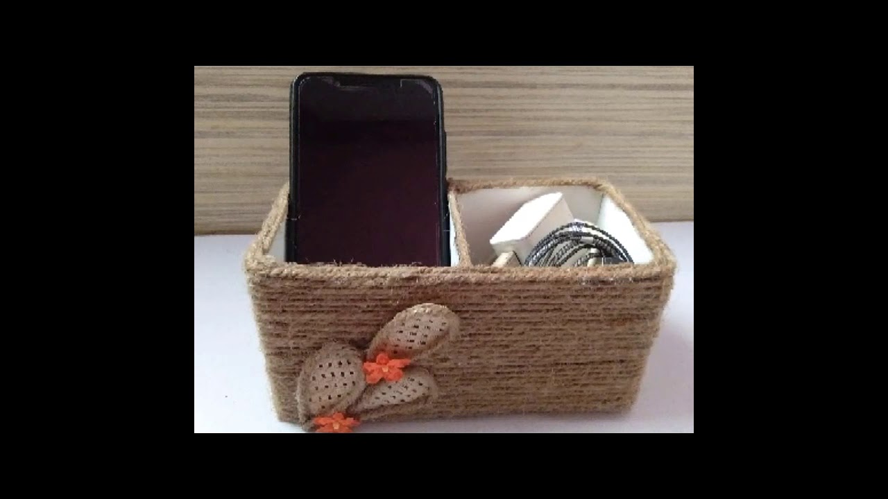 DIY Box Organizar l cardbord Craft l Jute Craft l Box Craft l Phone ...