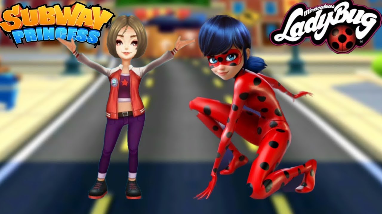 2 Girls Run Race !!! Subway Princess Runner VS Miraculous Ladybug ...
