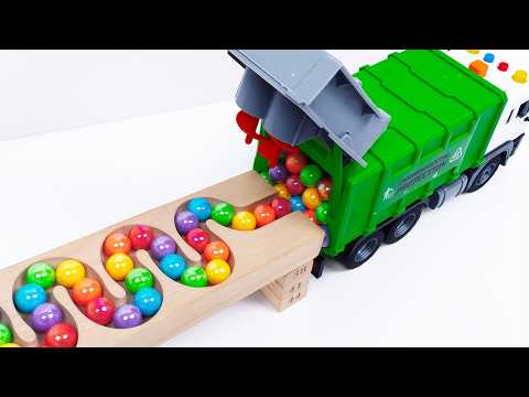 Marble Run Race ☆ HABA Slope & Retro Makita Truck, Garbage Truck Long Version #001