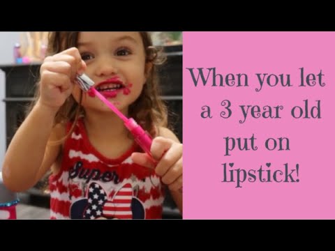 Watch a 3 year old put on makeup for no reason... funny kids makeup ...
