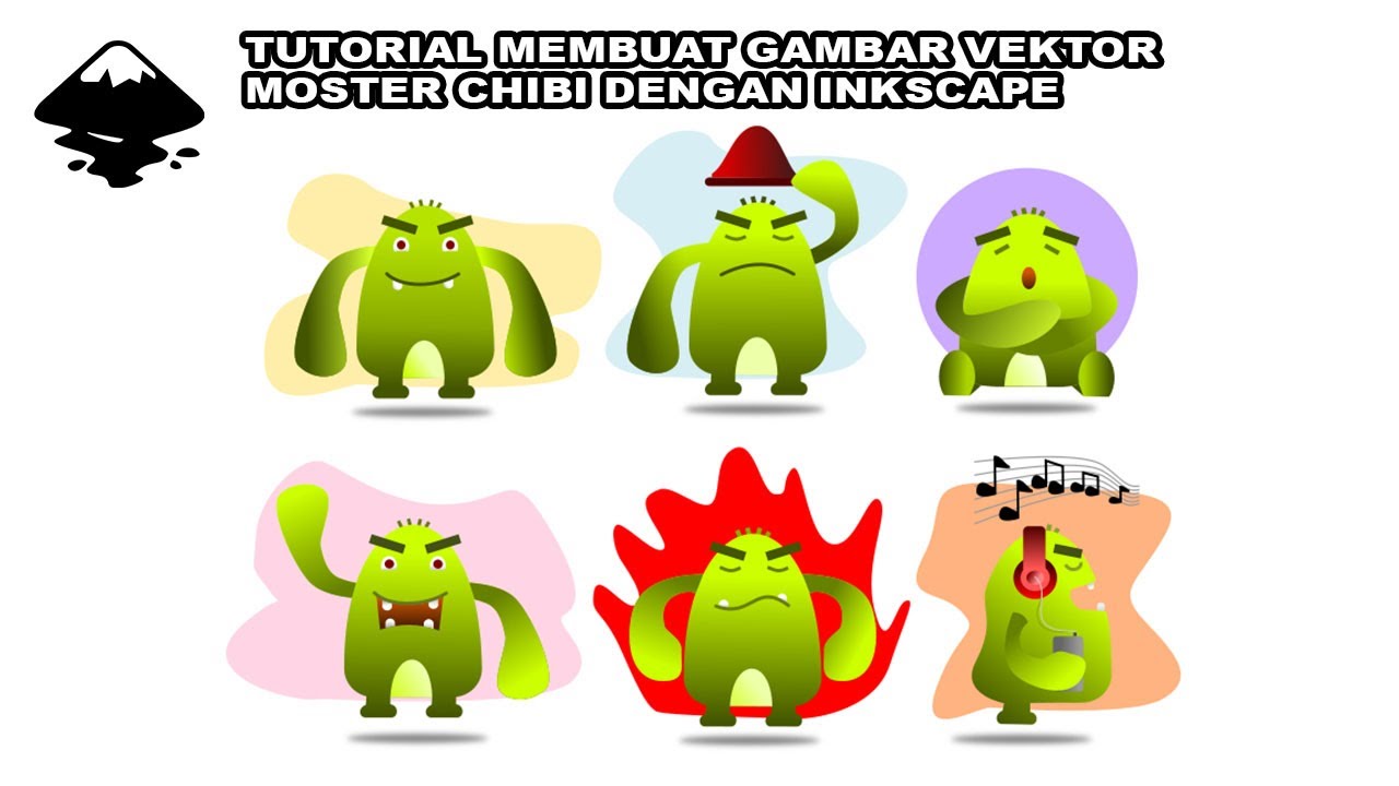 Tutorial membuat gambar vektor monster chibi dengan inkscape - YouTube