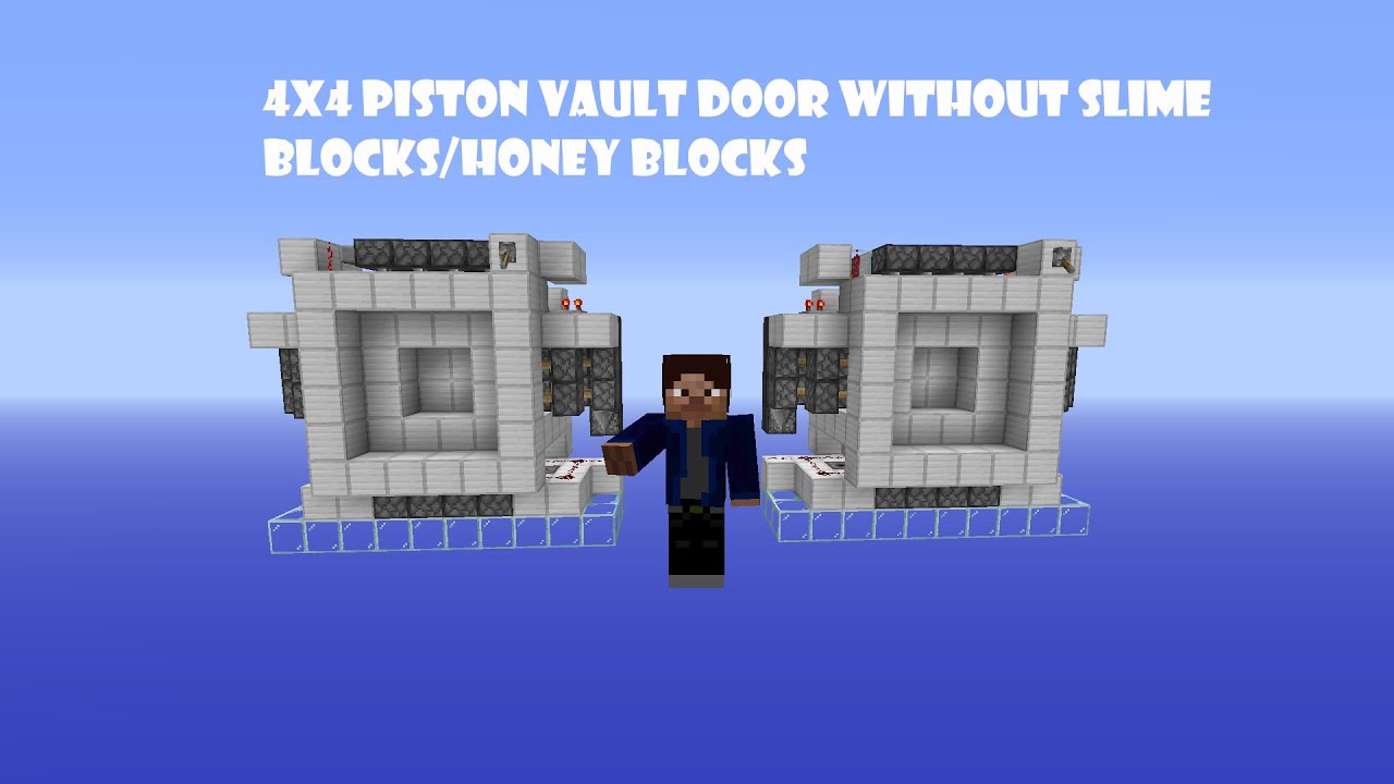 How to build a 4x4 piston vault door WITHOUT SLIME BLOCKS/HONEY BLOCKS ...
