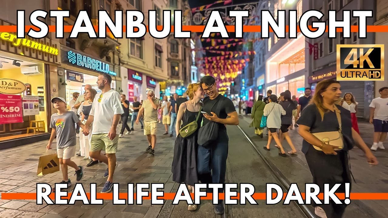 Istanbul Turkey Night Walk City Center 4K Walking Tour in Istiklal ...