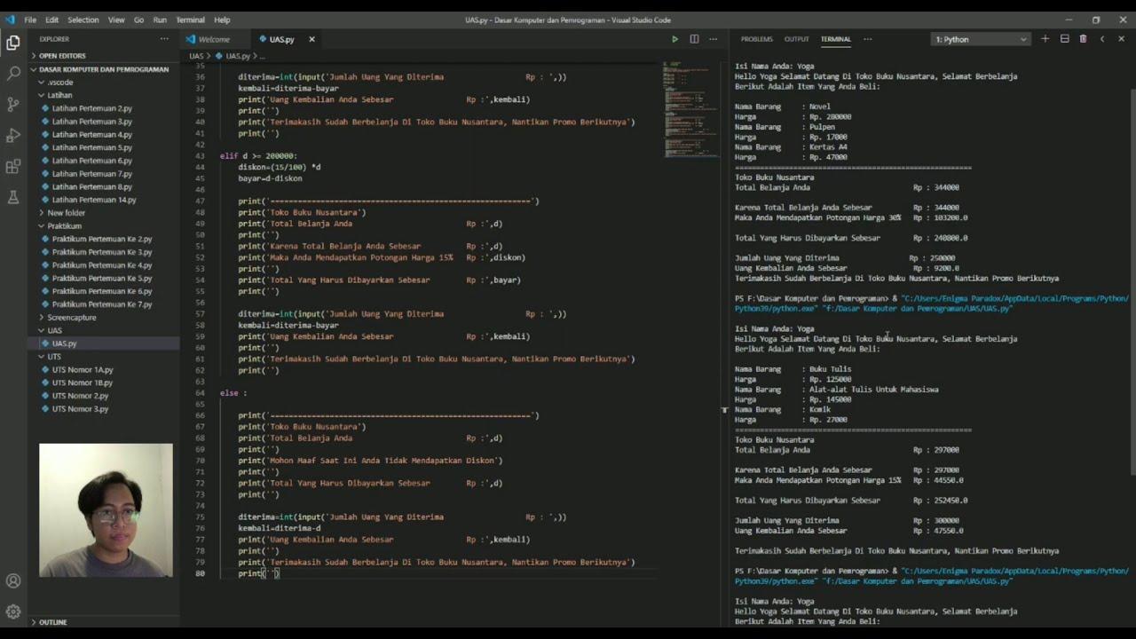 4 Membuat Program Kasir Sederhana Menggunakan Python Youtube