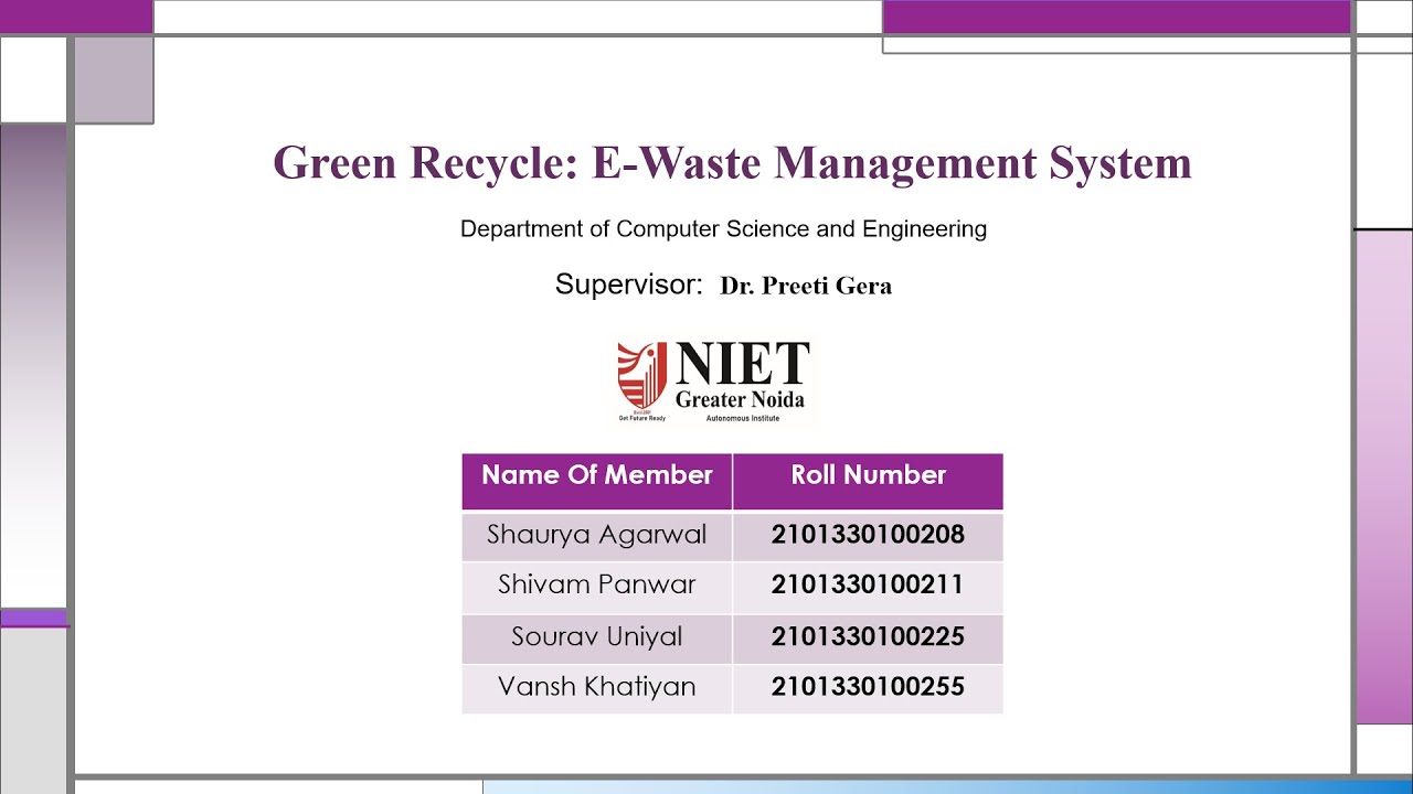 Green Recycle - E Waste Management System || CSE Final Year Project ...