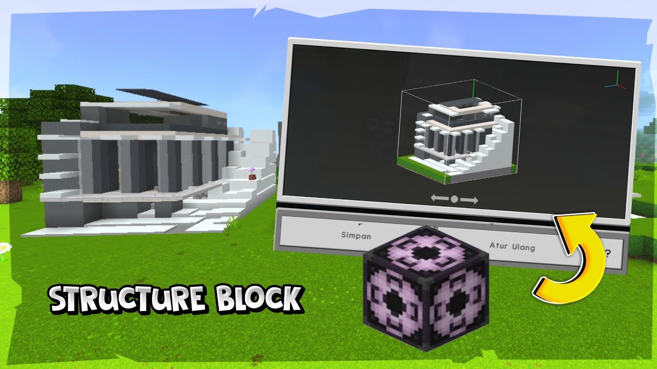 cara menggunakan structure block di minecraft - YouTube