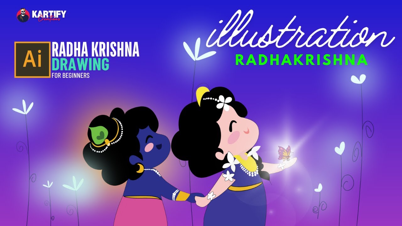 how to make Radha Krishna on illustrator | Drawing tutorial for ...