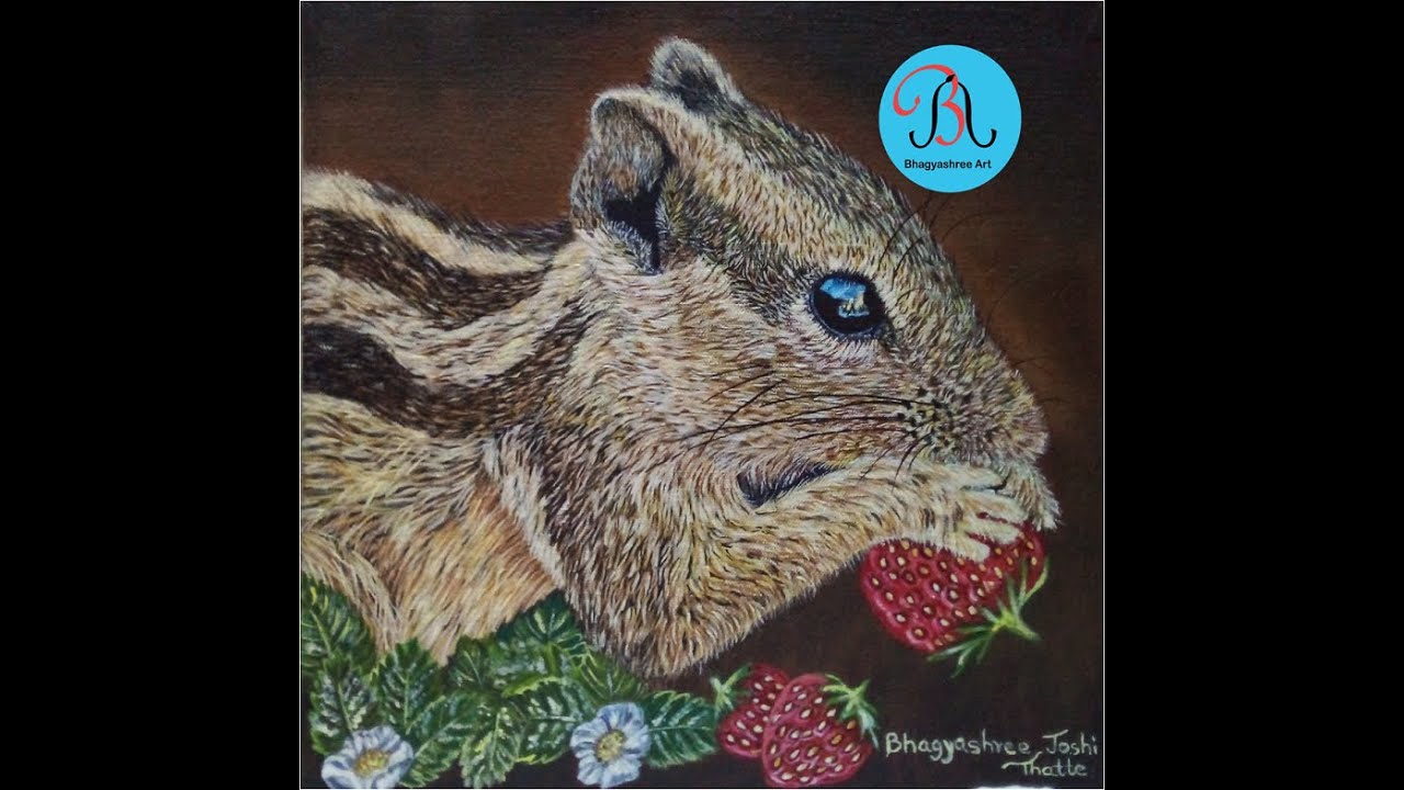 Realistic painting a squirrel face in acrylic- paint animals ...