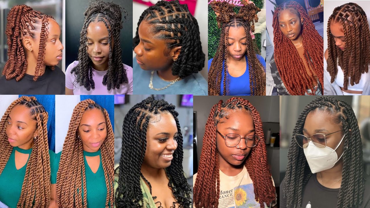 50+ Unique & Stylish Kinky Twist Braids Hairstyles for Black Women ...
