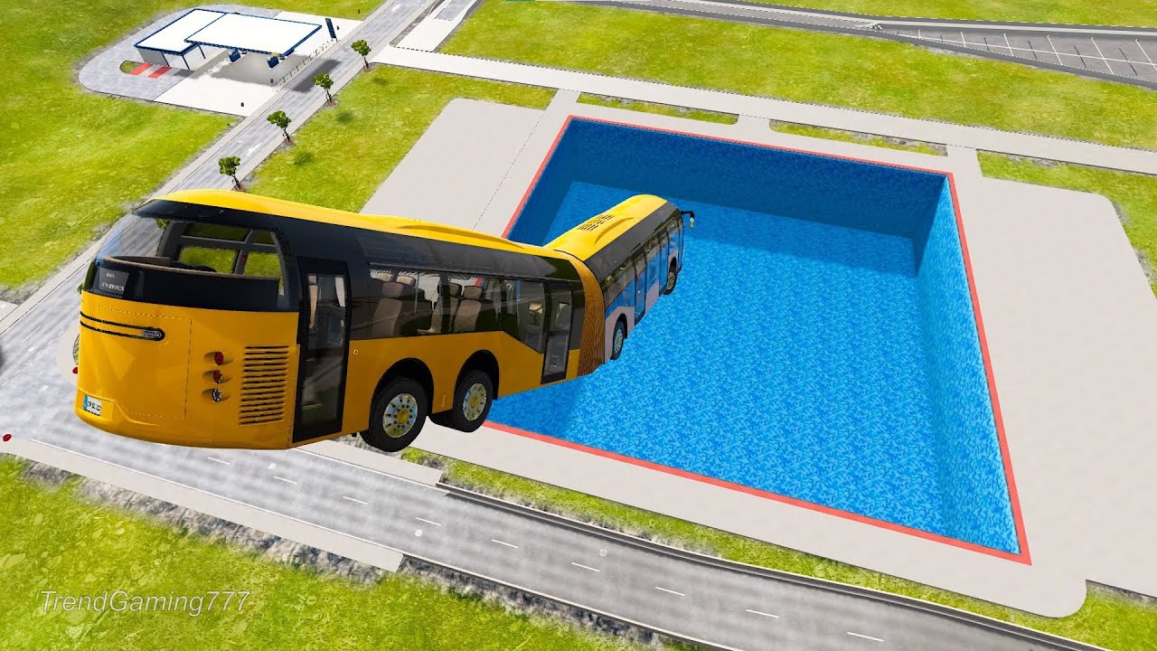 High Speed Cars Jumping In Pools - BeamNG.Drive - YouTube