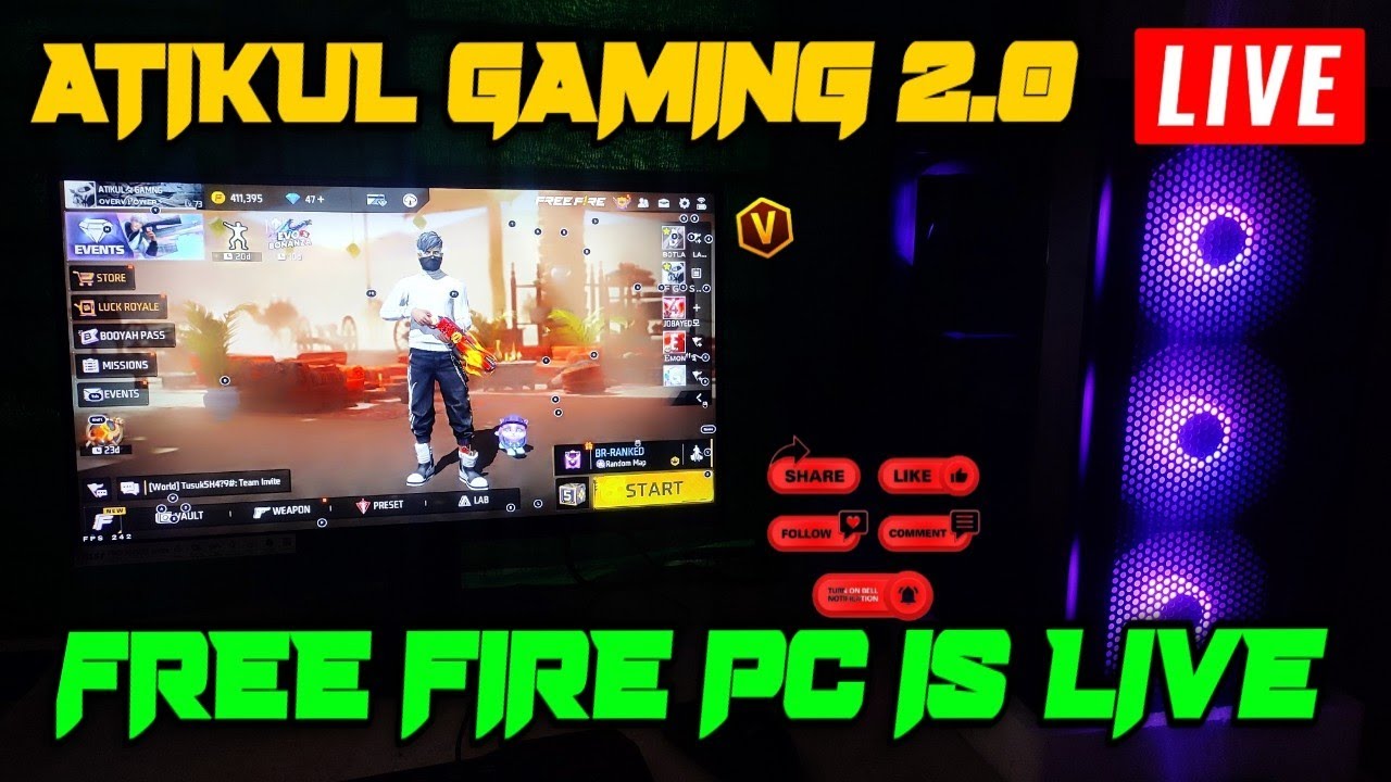 Free Fire Live with Atikul Gaming || MY PC IN || FREE FIRE LIVE IS ...