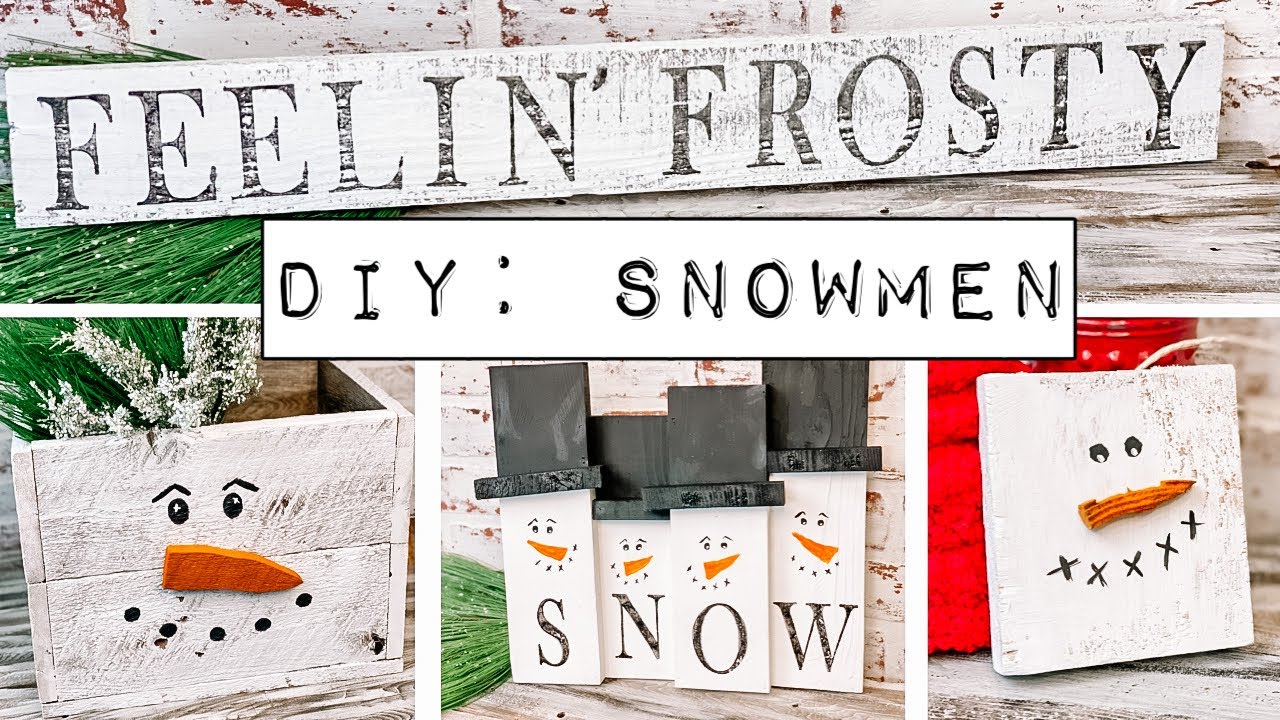 4 DIY Snowmen Projects using Scrap Lumber - Hand Painted Faces ...