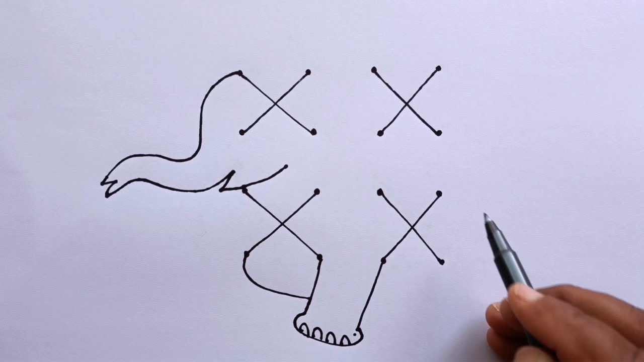 How To Draw Elephant With 4x4 Dots | Elephant Drawing Step By Step ...