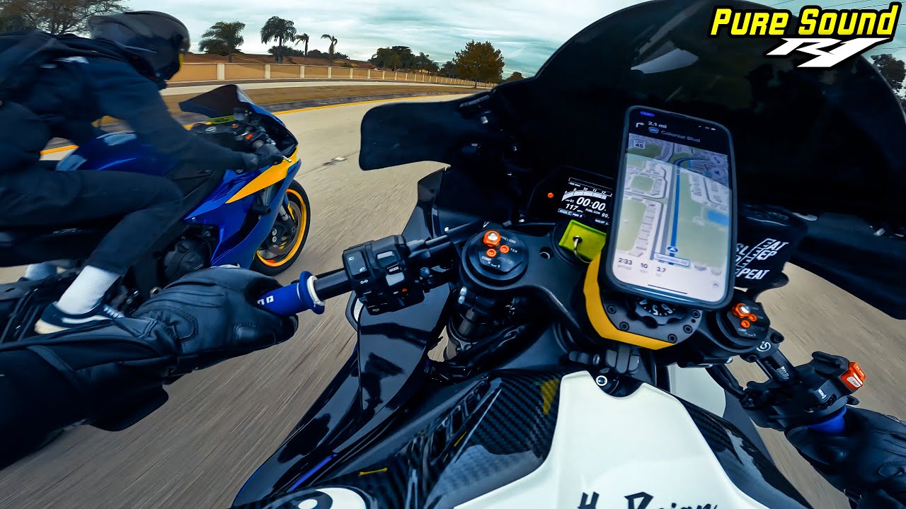 The Pure Sound of Yamaha R1 - LOUD Beach Ride - YouTube