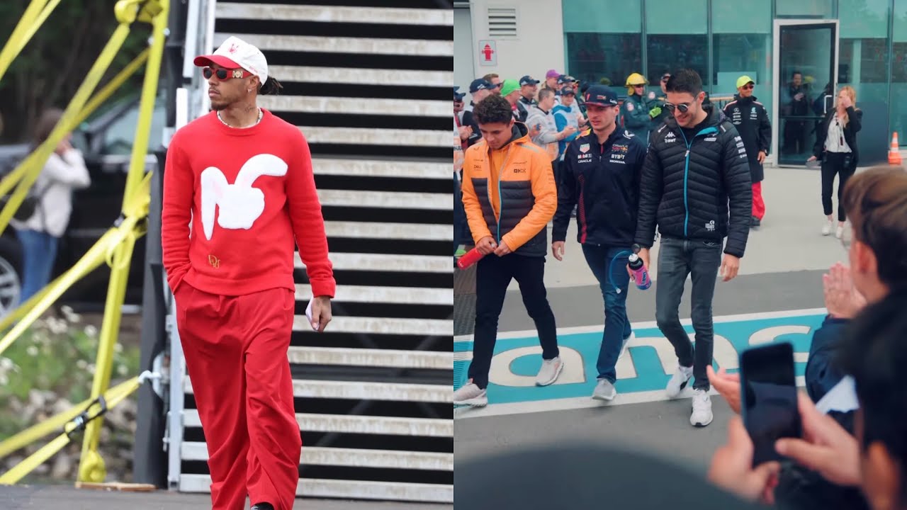 Lewis Hamilton arrives in red outfit on race day | F1 driver arrivals # ...