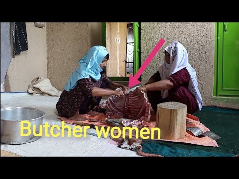 Rural Life in Jaghori AFG|  village food | women butcher | village Cooking sheep meats🐏🐏