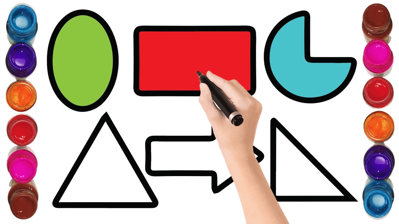 Shapes name & colors, shapes drawing for kids, toddlers & kids painting ...