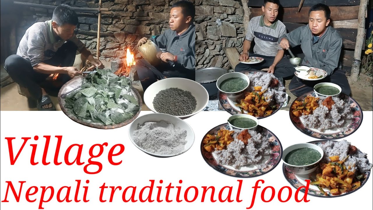 Nepali Traditional Food Recipe(Millet Flour Rice) with Sishnu and Dal ...