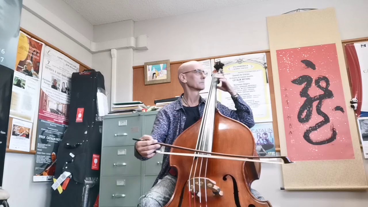 J. S. Bach - violin Partita no 3/Catalin Rotaru, double bass - YouTube