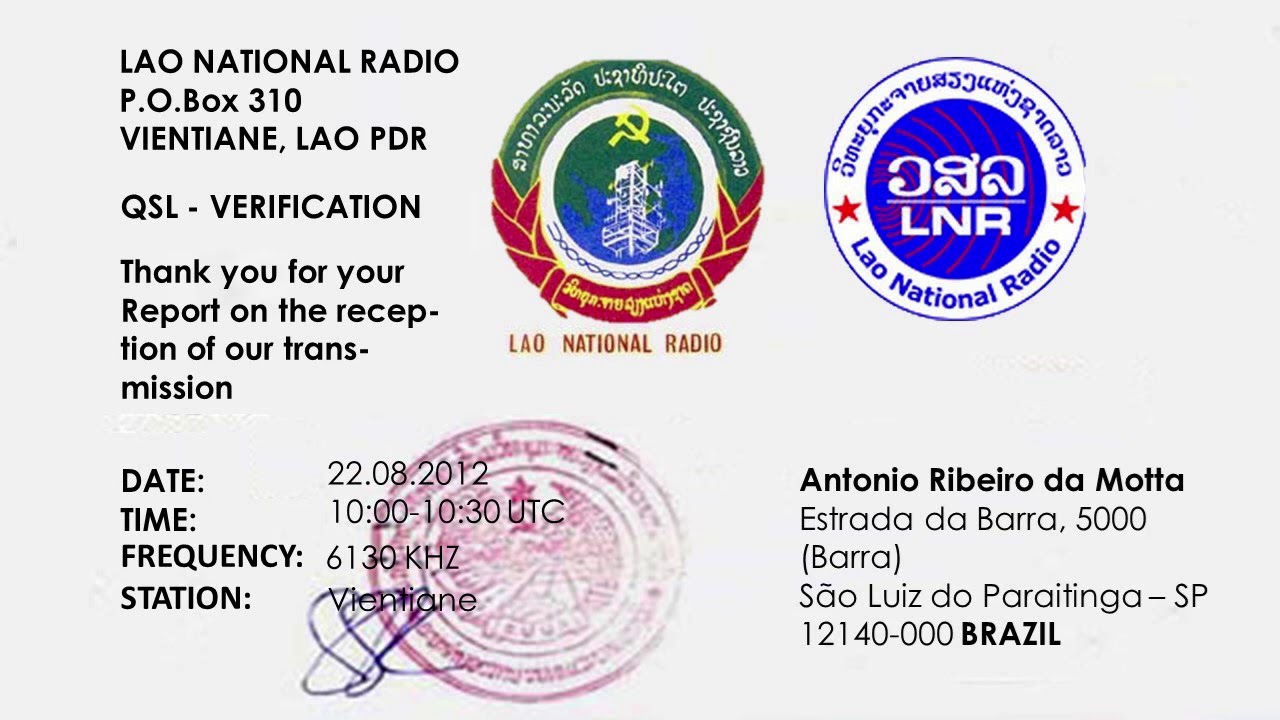 Lao National Radio 6130 Khz (Vientiane) 2012 12 23 - 0930 UTC - Laotian ...