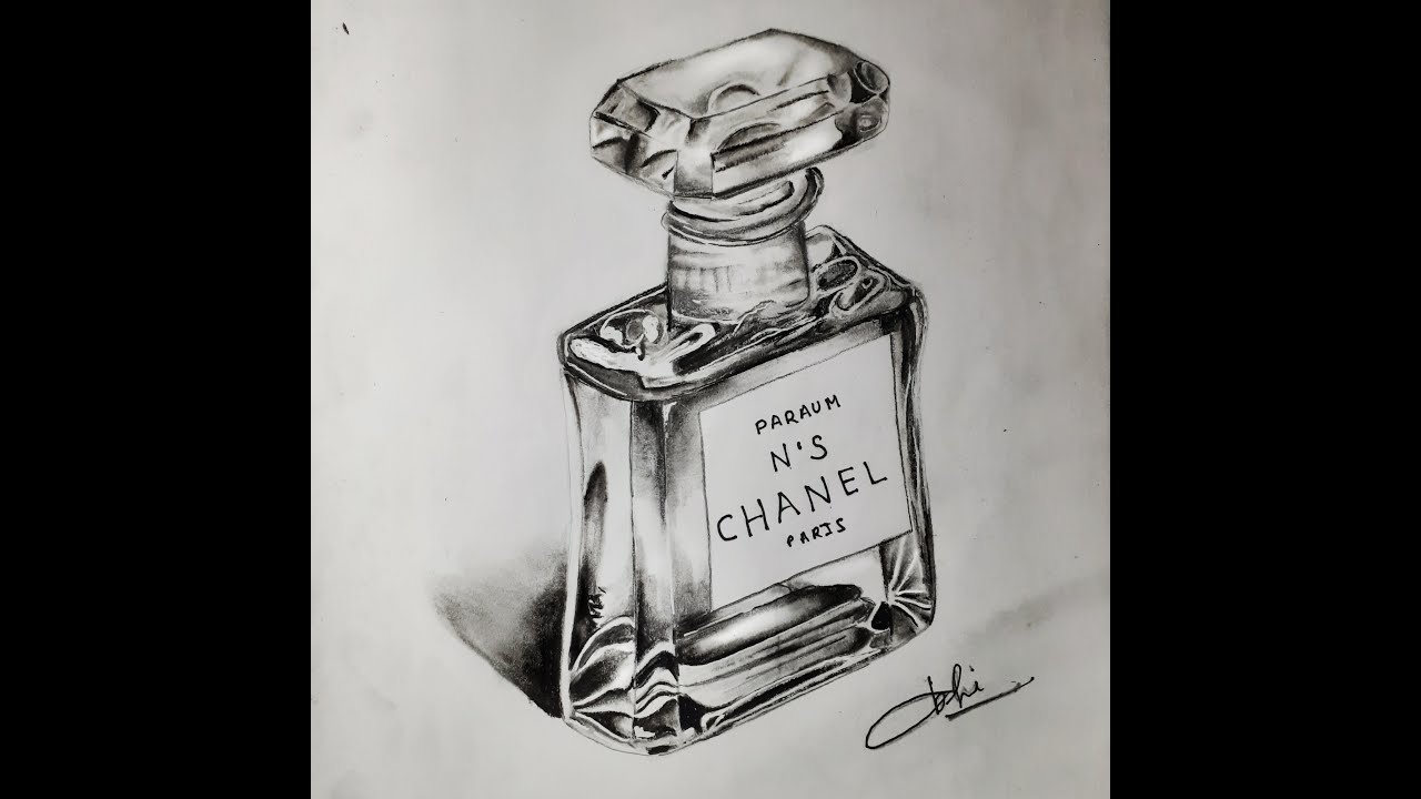 Realistic Perfume Bottle I Charcoal Sketch I Abhikrit Art - YouTube