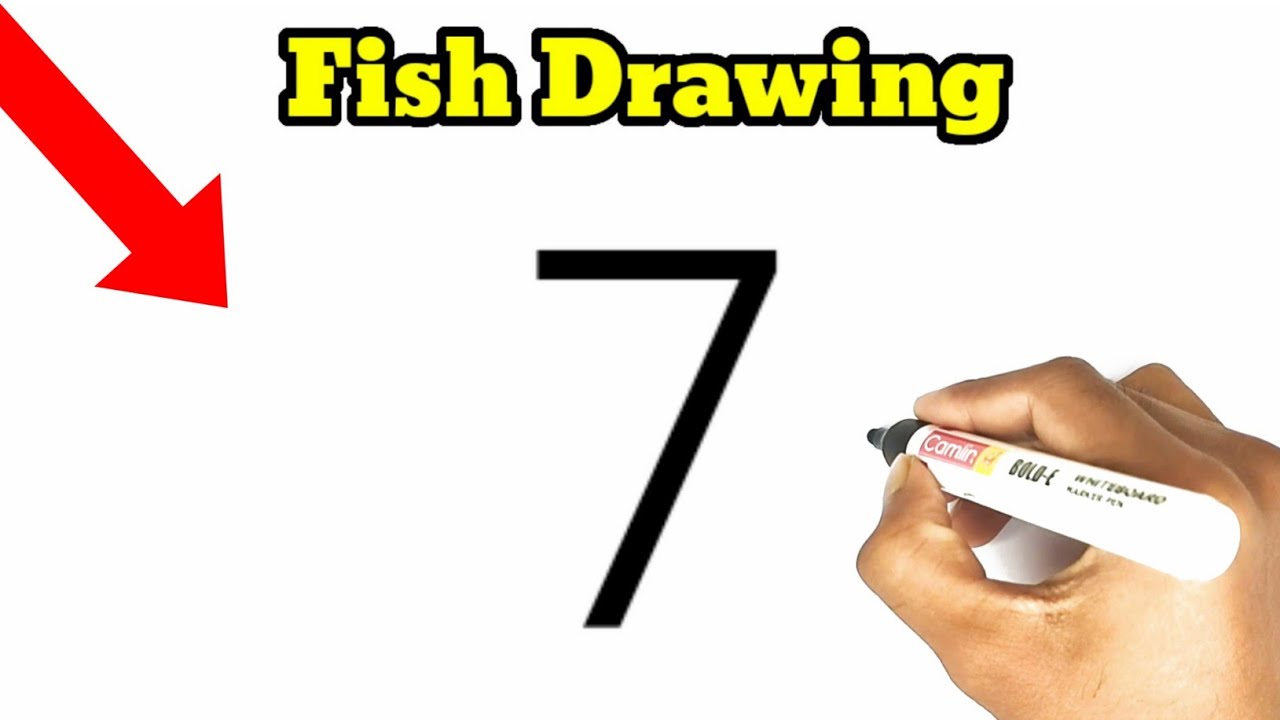 How to draw fish from number 7 easy step by step || Number 7 Fish ...