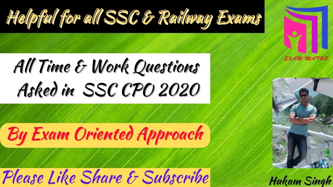 Time and Work Questions Asked in SSC CPO 2020 | Time and Work Previous ...