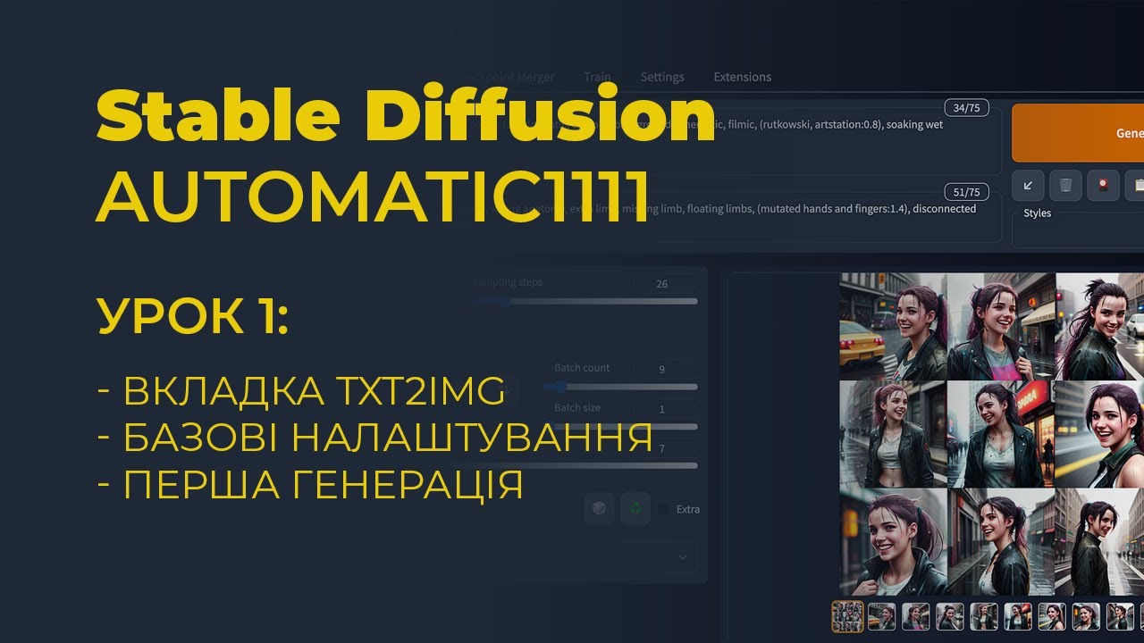Stable Diffusion (AUTOMATIC1111): Базовий Урок для Новачків - YouTube