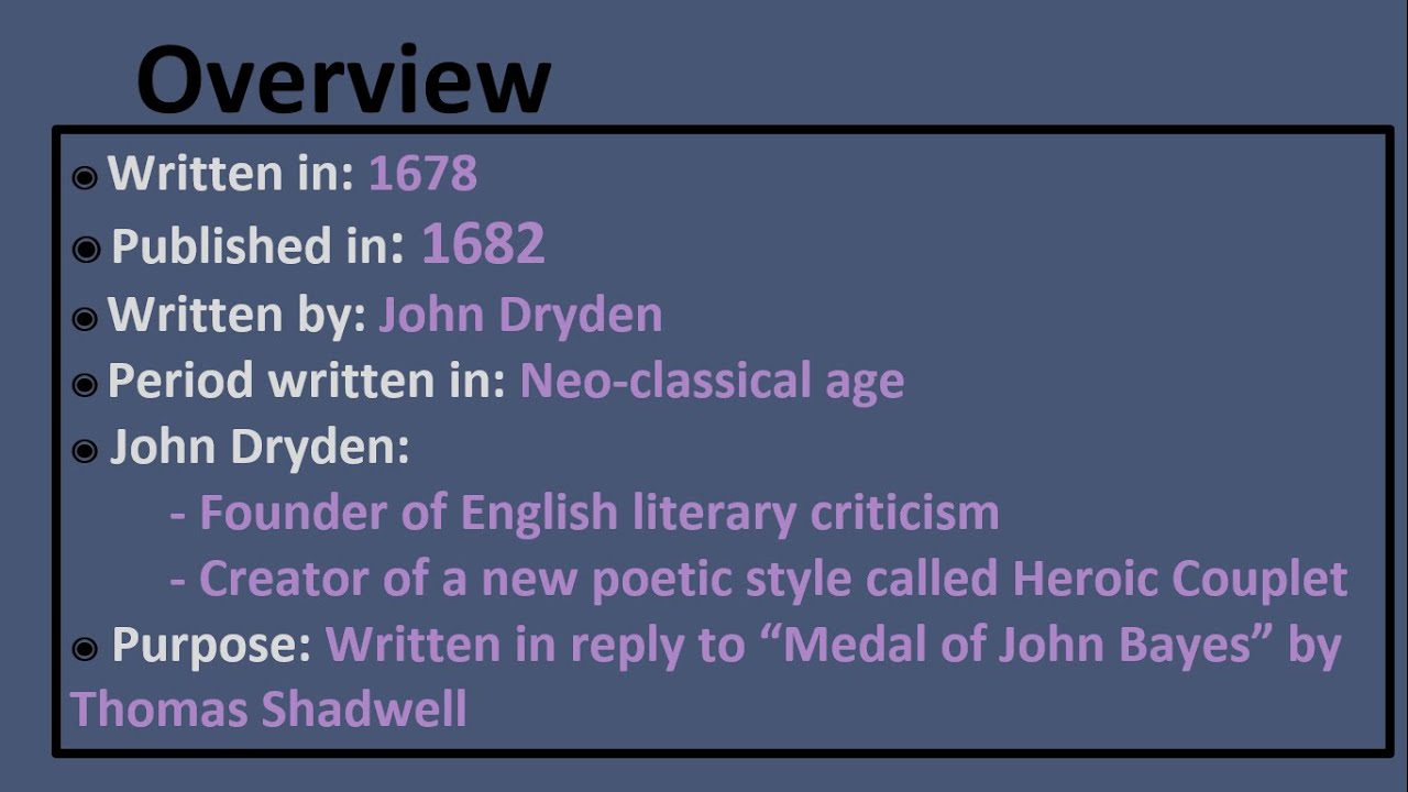 Mac Flecknoe by John Dryden | Summary, Analysis, and Notes - YouTube