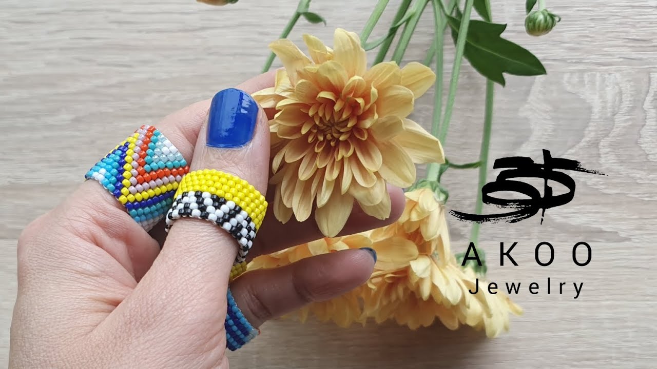 Peyote ring#3 tutorial (beaded rings) - YouTube