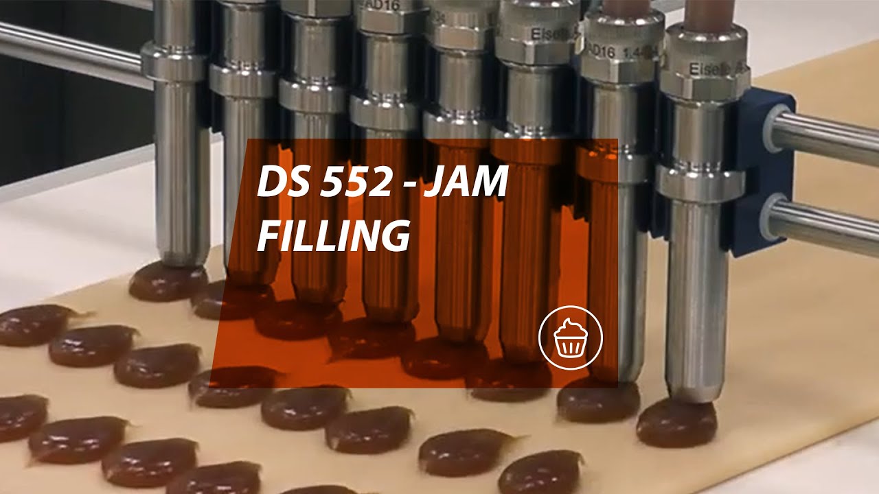 Handtmann DS 552 - Jam filling on dough sheet - YouTube