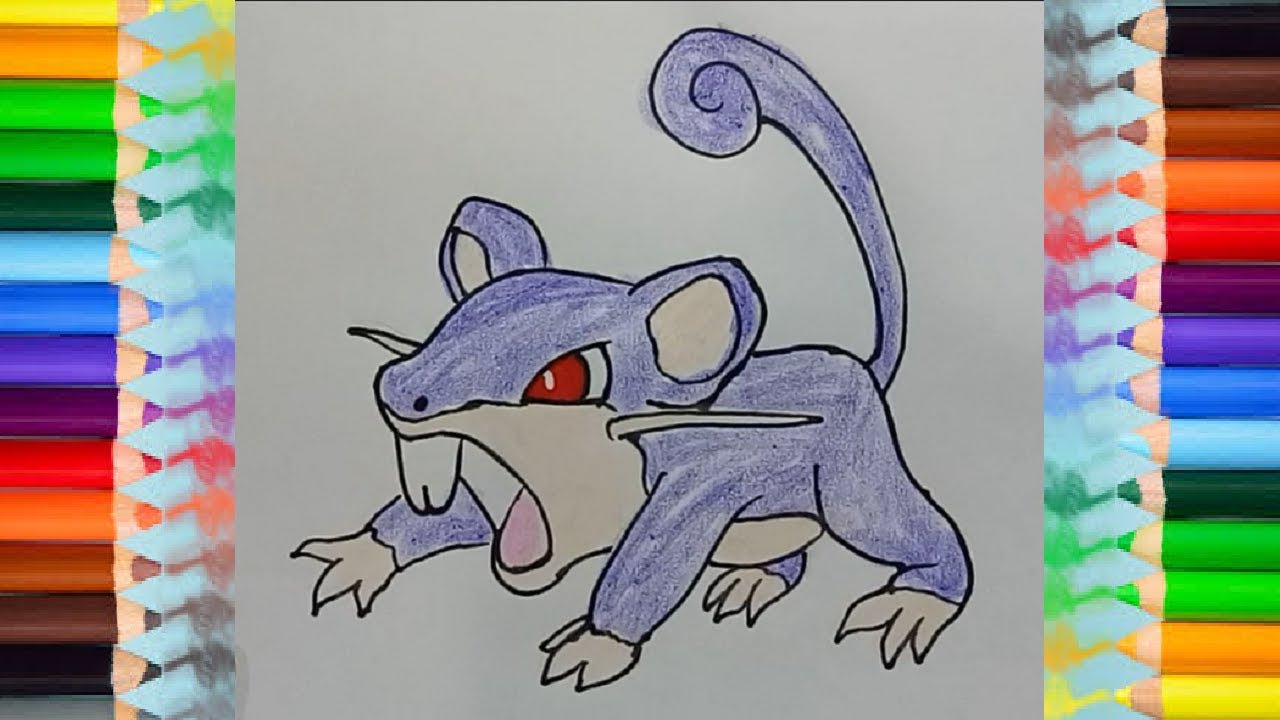 Pokemon drawing and coloring - How to draw Rattata - YouTube