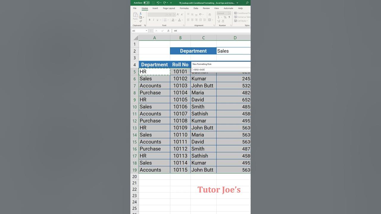 Simplify Data Analysis with Conditional Formatting in Excel | Tutor Joes - YouTube