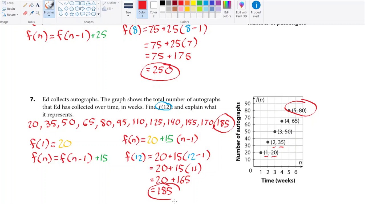 Alg 1 Unit 3A HW Help Page 182 and 183 (reupload) - YouTube