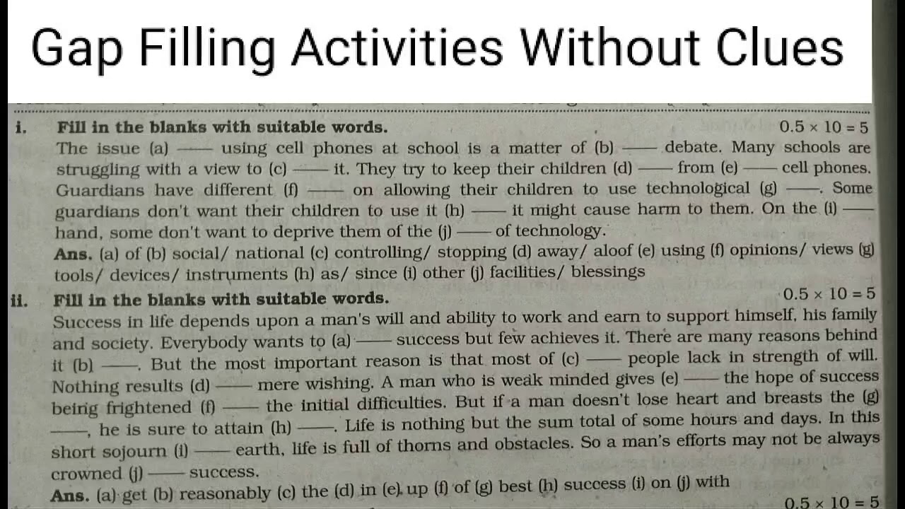 SSC 2021 English 2nd Paper Gap Filling Activities Without Clues SSC 2021 English 2nd Paper Gap Filling Activities Without Clues