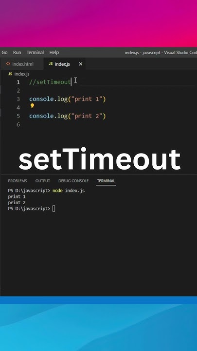 Settimeout In Javascript Javascript Shorts Settimeout Youtube