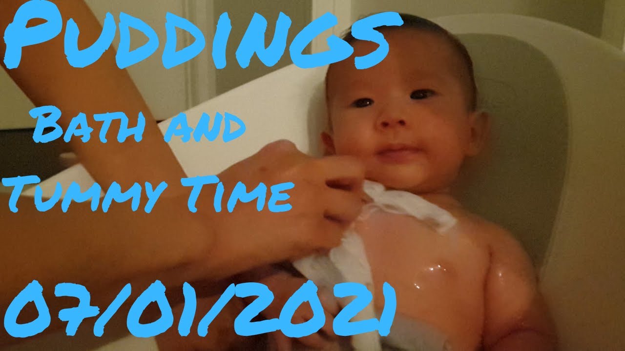 2 month old baby Puddings Tummy Time & Bath for 7th of January 2021 ...