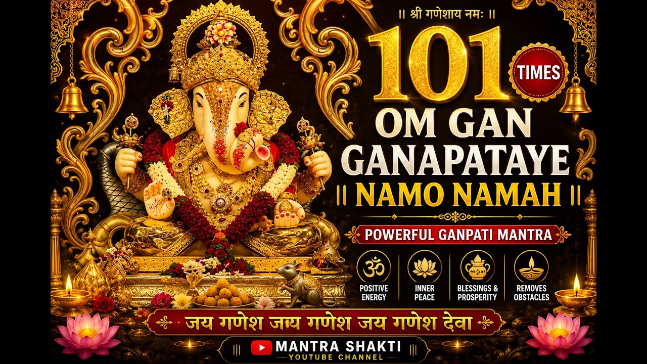 Om Gan Ganapataye Namo Namah | 101 Times Ganpati Mantra 🙏 | Powerful ...
