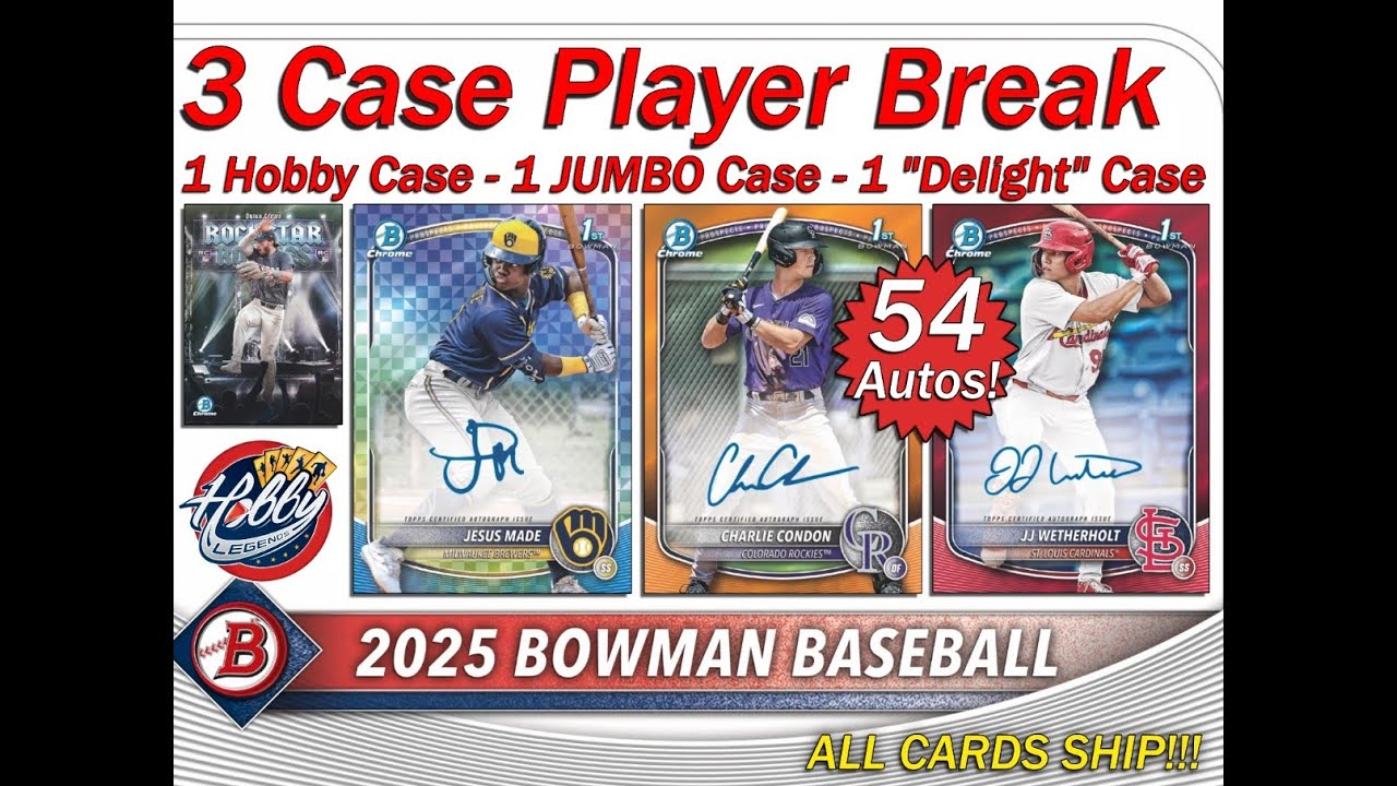2025 BOWMAN BASEBALL 3 CASE (26 Box) Player Break #10 eBay 06/30/25 ...